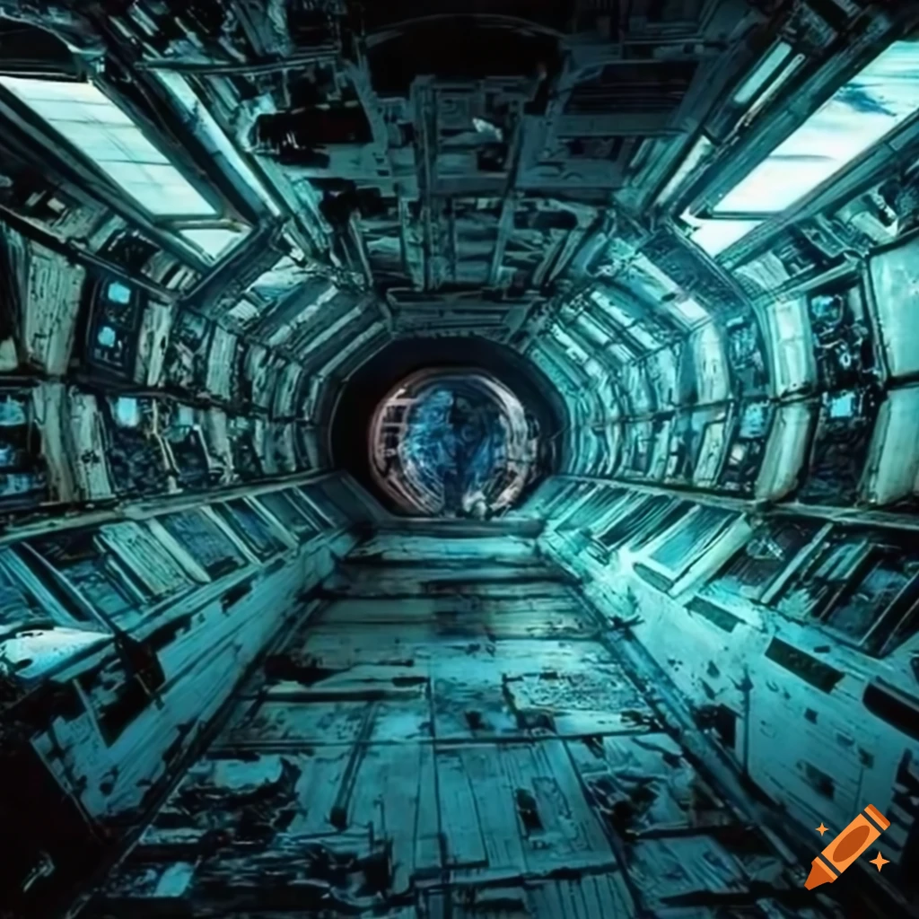 Interior of a derelict space station from 'Aliens' movie on Craiyon