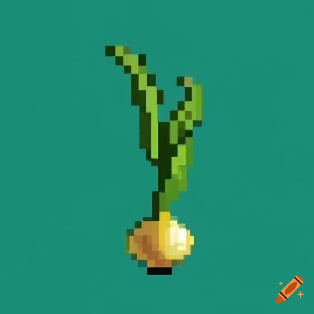 Pixel art of a spring onion sprout on Craiyon
