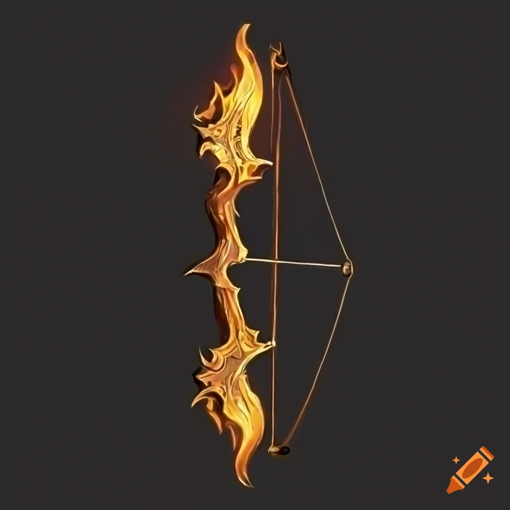 Bow with intricate details in a fantasy setting with shadow flame on ...