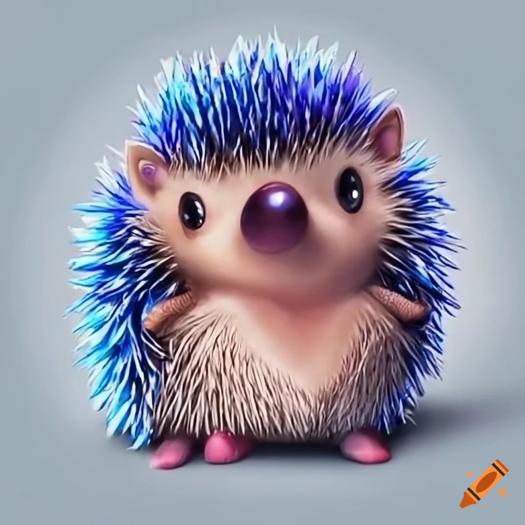 Cute hedgehog with spiky blue quills on Craiyon