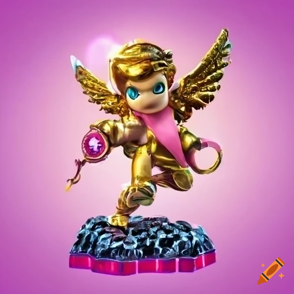 Armoured gold-skinned cupid in Skylanders style with pink, gold, and ...