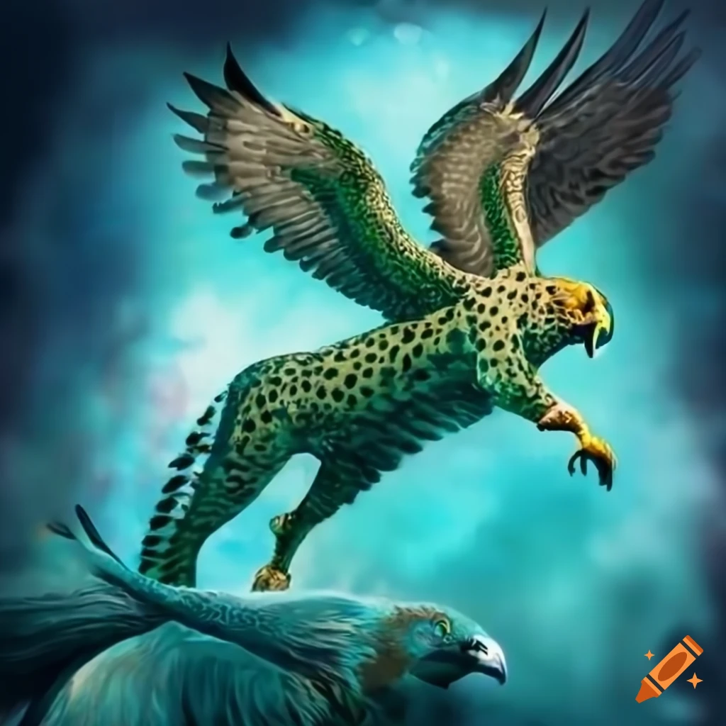 Hawk and cheetah hybrid transformed into a griffin on Craiyon