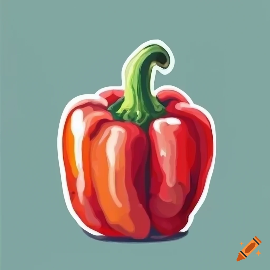 Happy bell pepper in a cute minimalist vector style on Craiyon