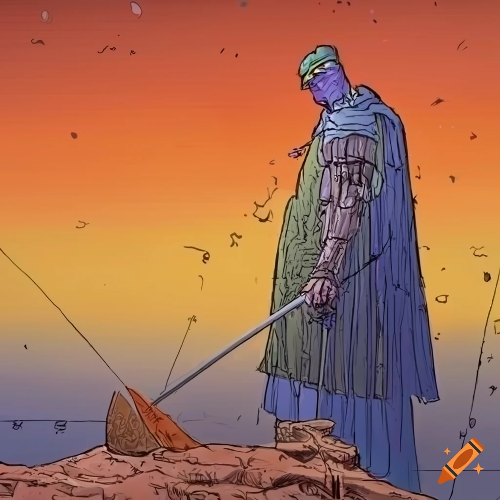 Concept art in the style of moebius on Craiyon