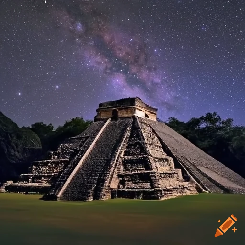 Mayan pyramid in a starry sky on Craiyon