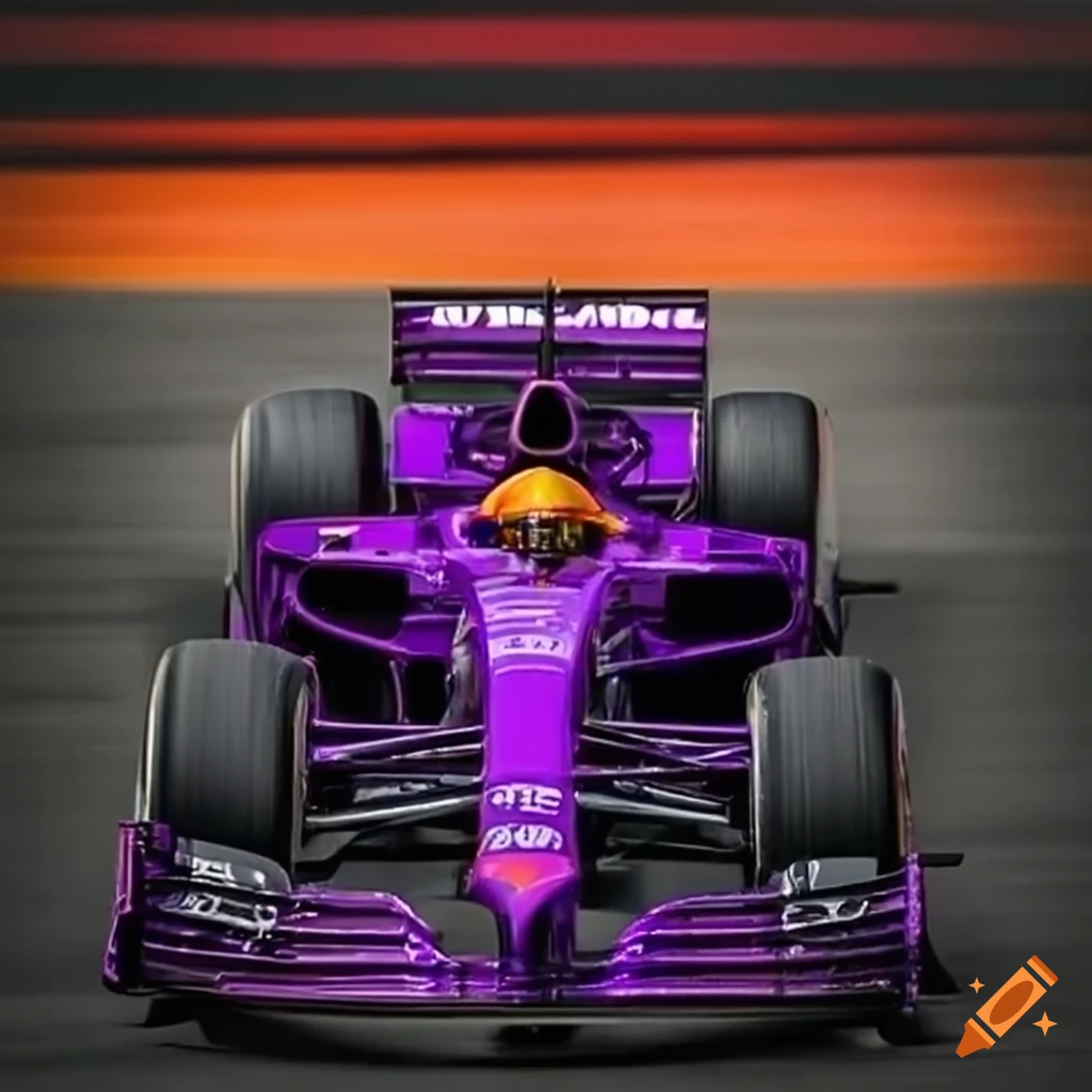 Orange and purple formula 1 car on Craiyon
