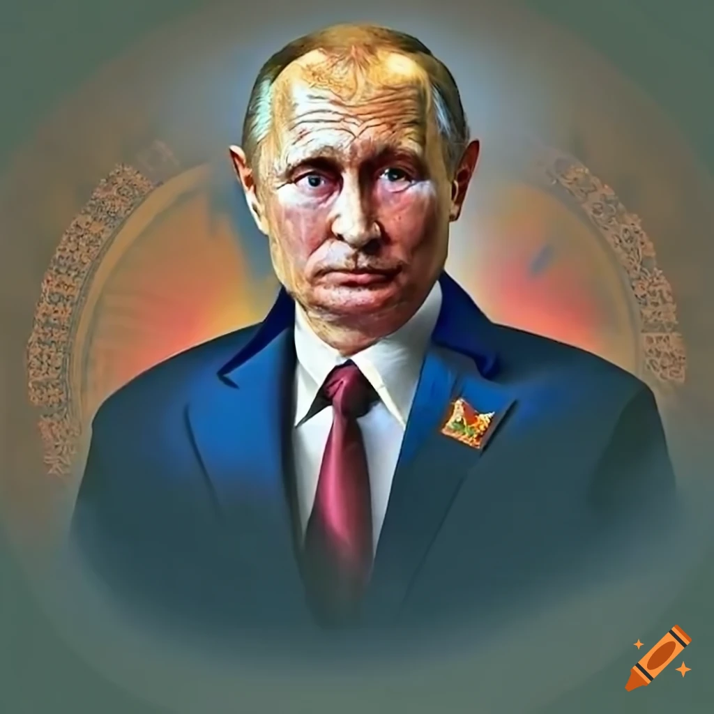 Enchanting portrait of president putin with traditional soviet decor on ...
