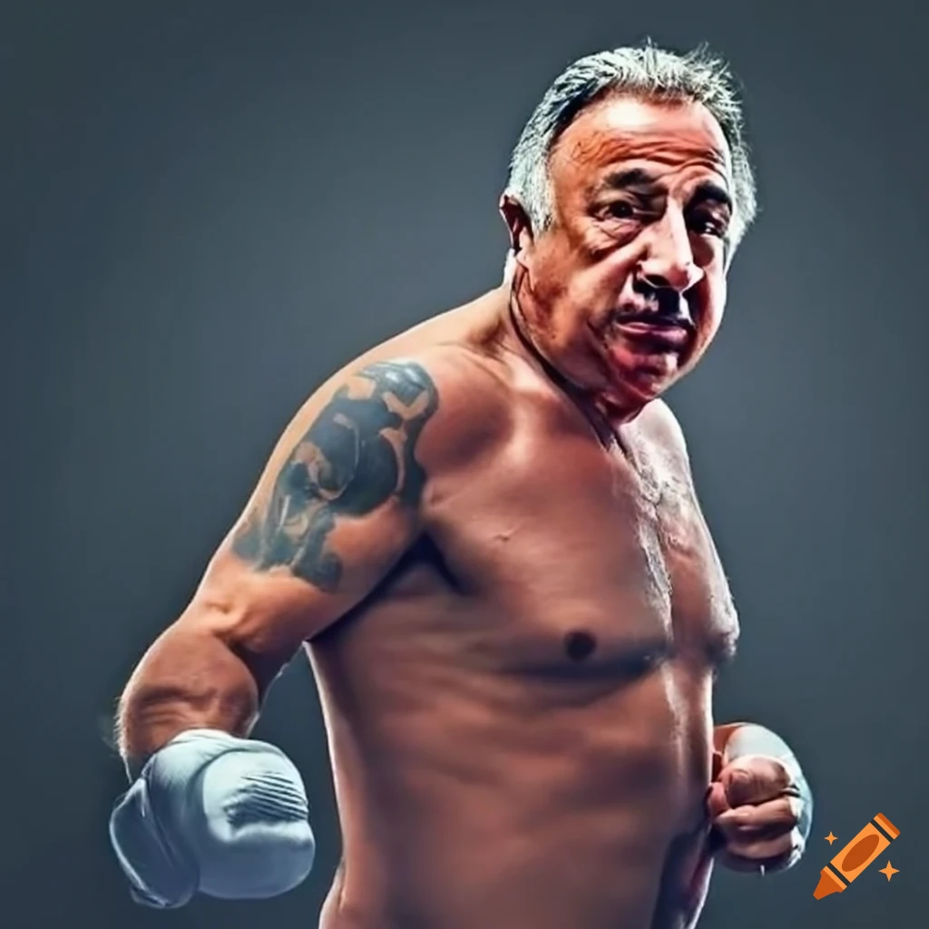 French mma fighter gerard larcher training in the gym on Craiyon