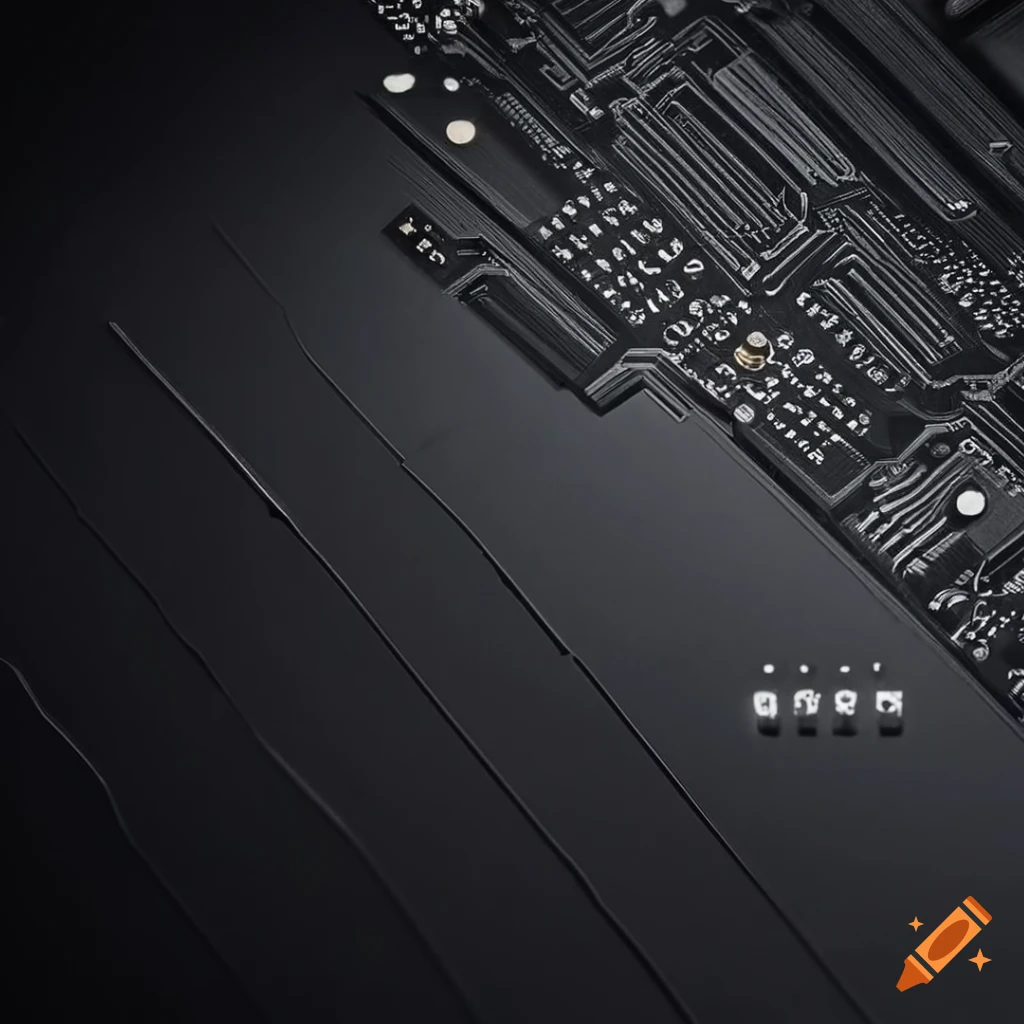 Impressive hyper-realistic artwork of matte black PCB with remarkable ...