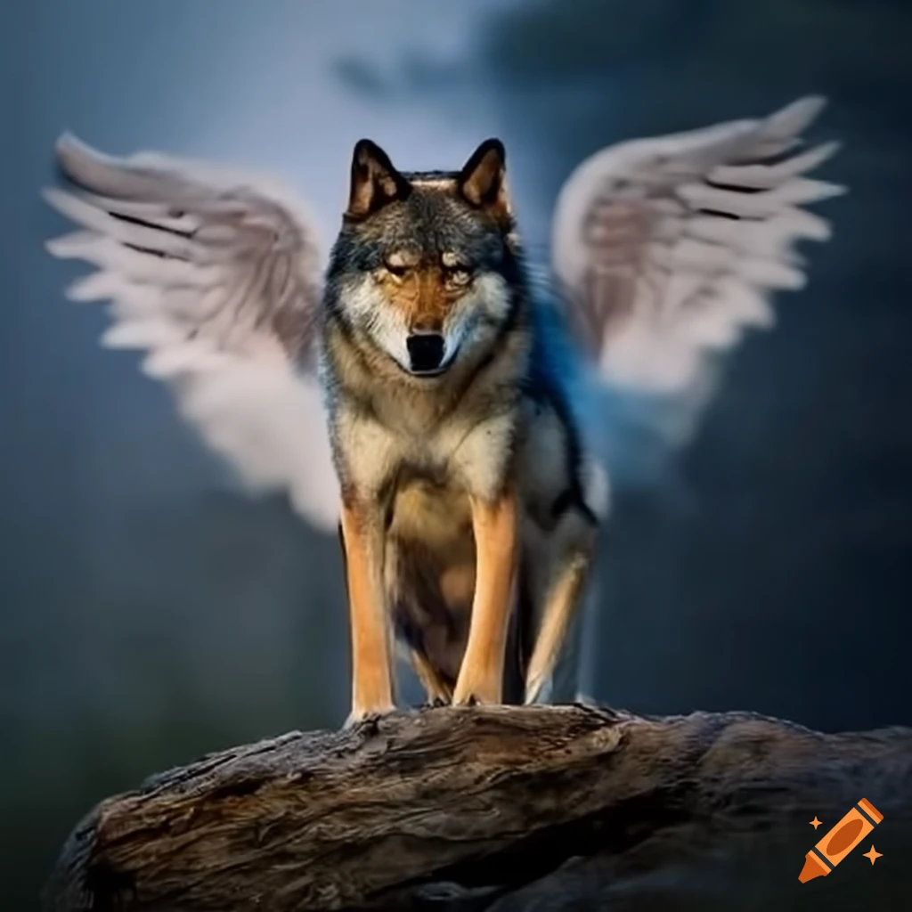 Wolf with angel wings on Craiyon