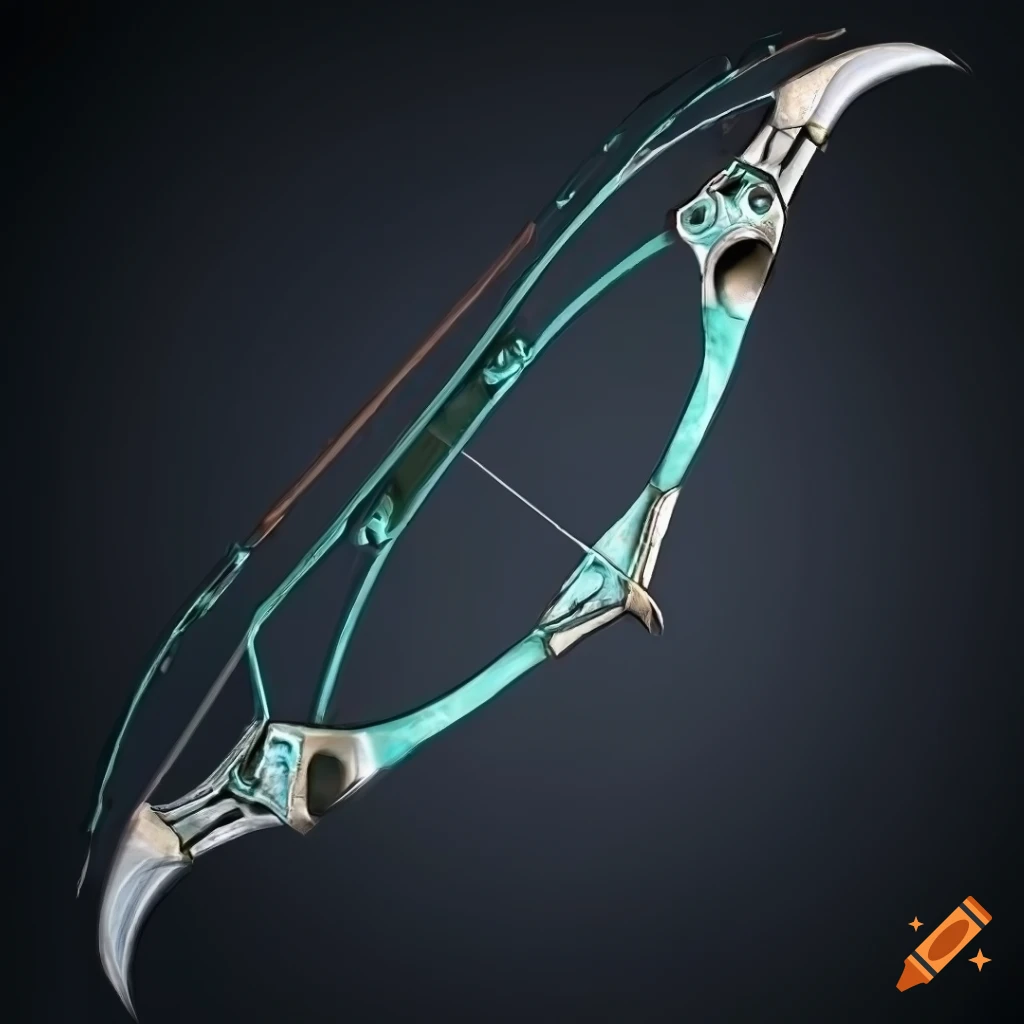 Futuristic metal bow, thin and long, in a fantasy style on Craiyon