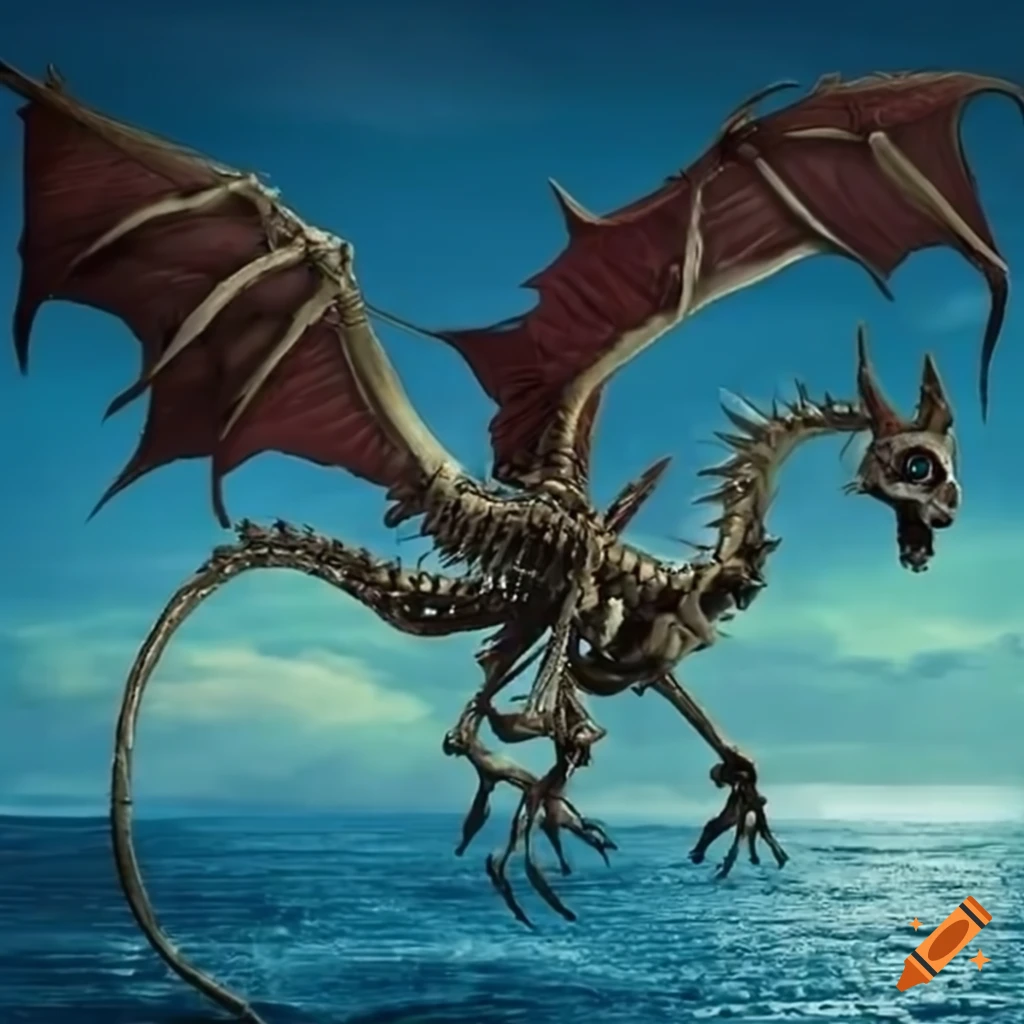 Skeleton dragon flying on Craiyon