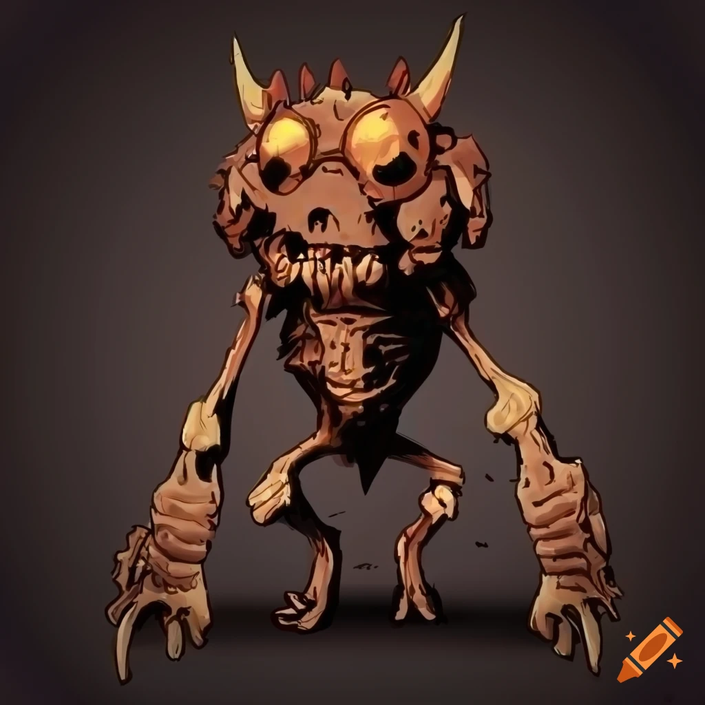 Stylized mythical creature with two-bodied skeleton design on Craiyon