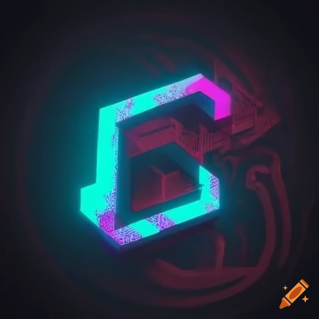 Stylized animated text logo with cyberpunk theme on Craiyon