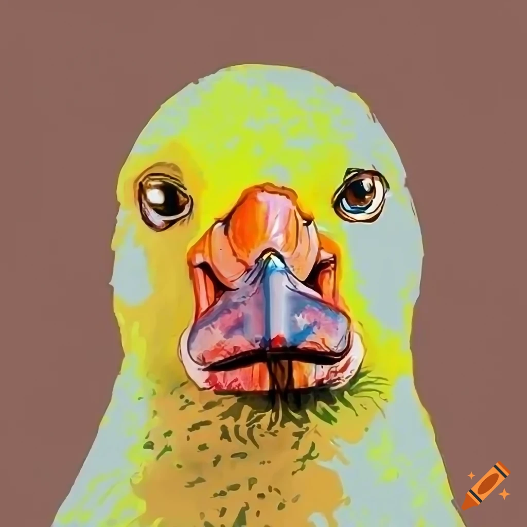 Cartoon portrait of allen the magic goose in yellow on Craiyon