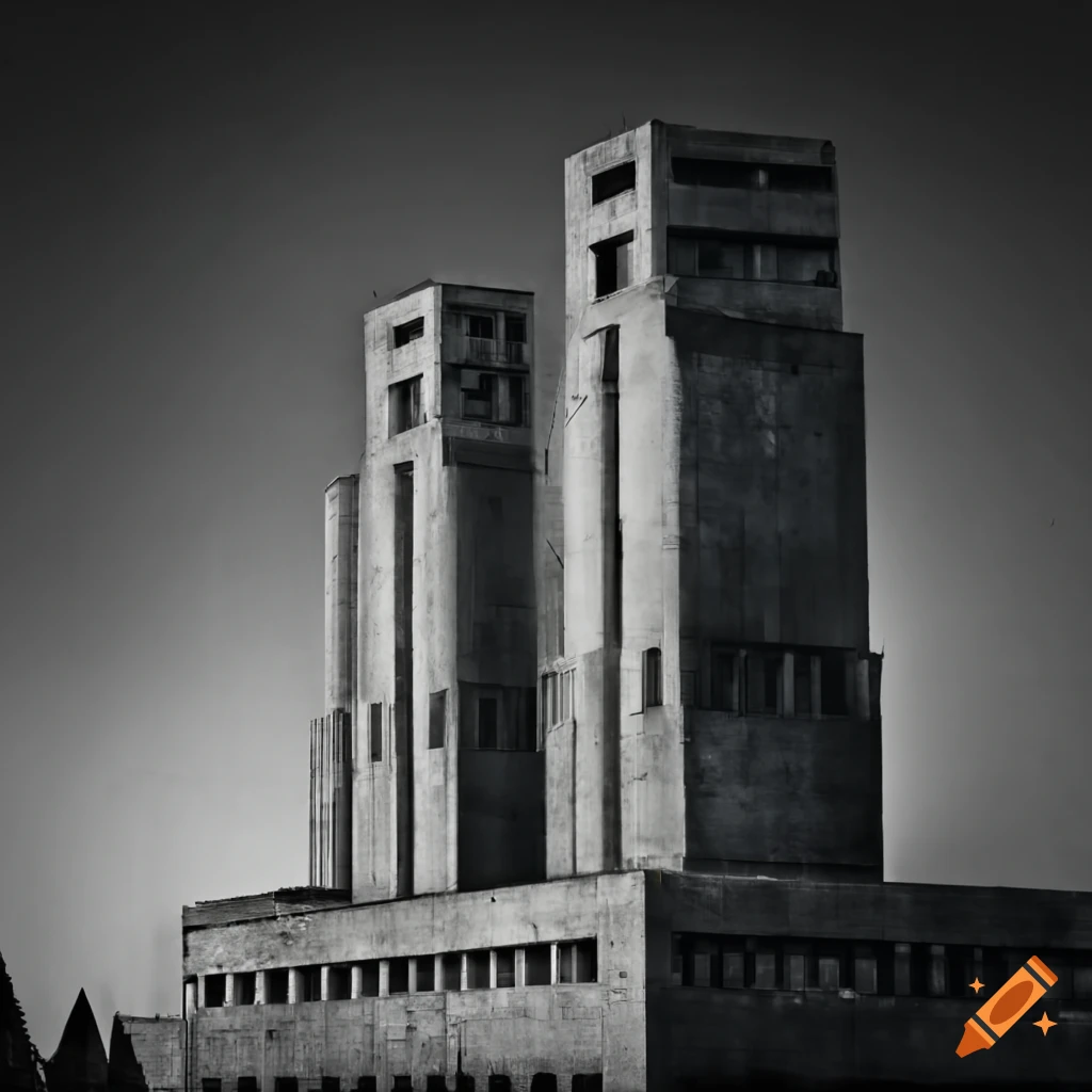Brutalist concrete megastructure with a hospital facade named Plozo in ...