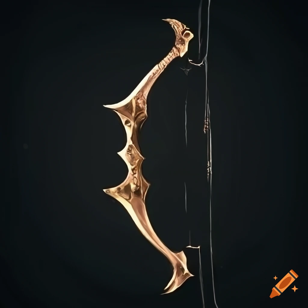 Intricately detailed fantasy bow weapon with shadow flame on Craiyon