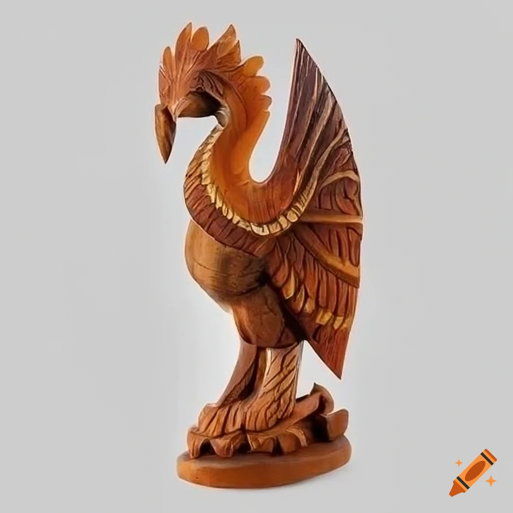 Wood carving of the Philippine mythical bird, Sarimanok on Craiyon