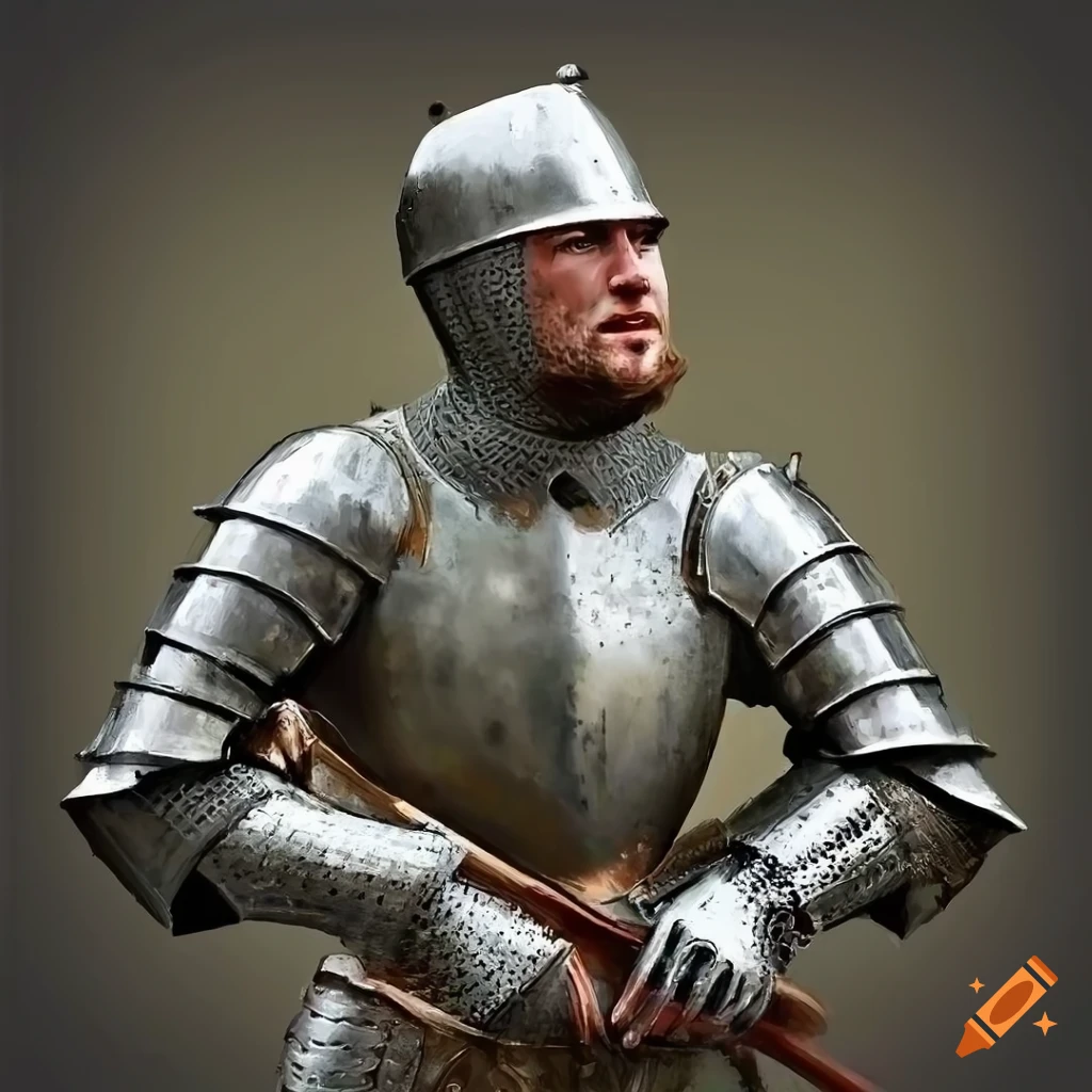 Medieval european knight in 14th-century full plate armor on Craiyon
