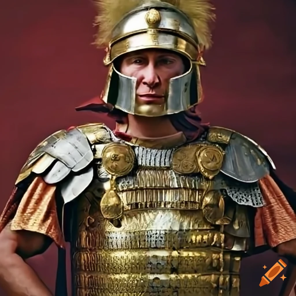 Putin wearing roman armor costume on Craiyon
