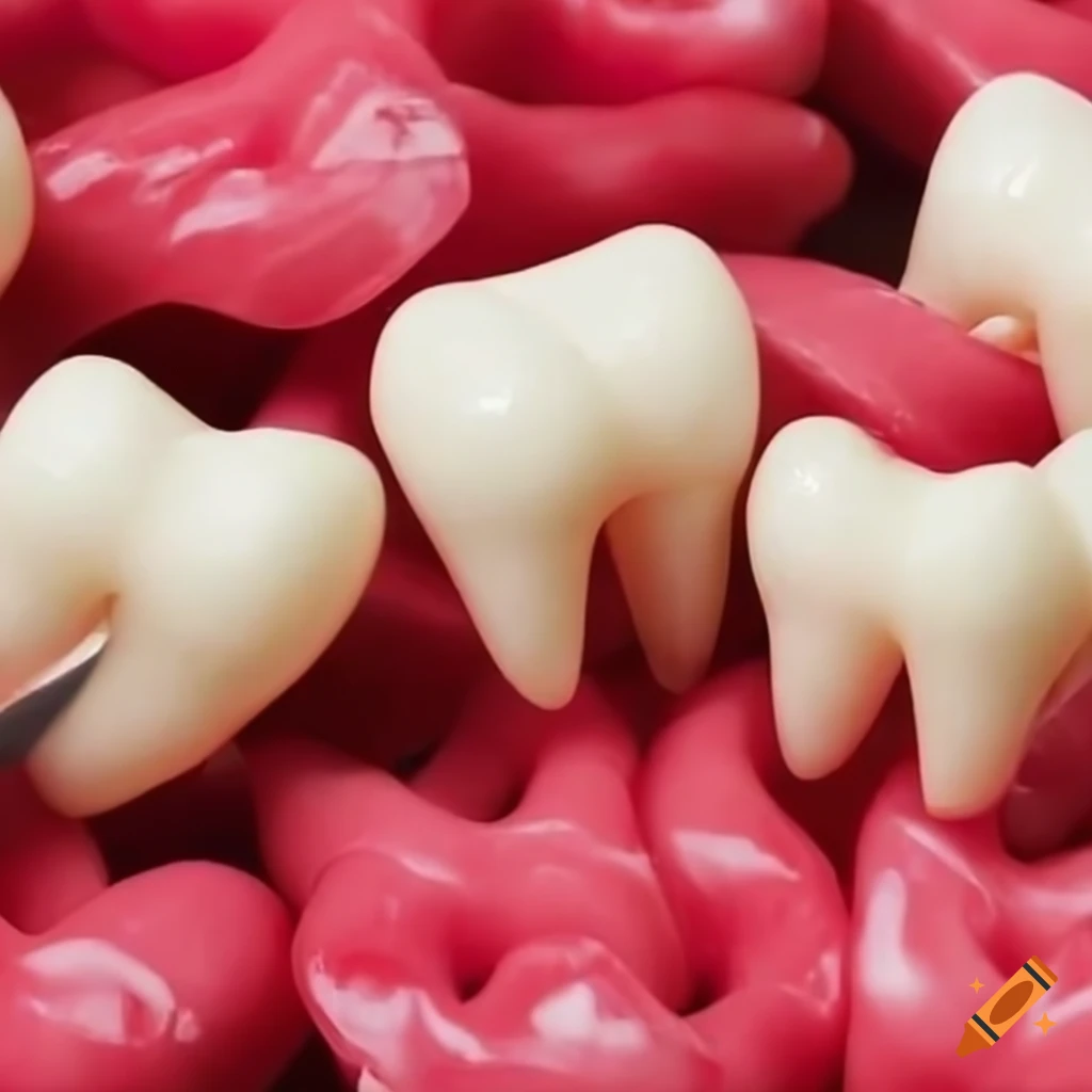 Teeth-shaped candies on Craiyon