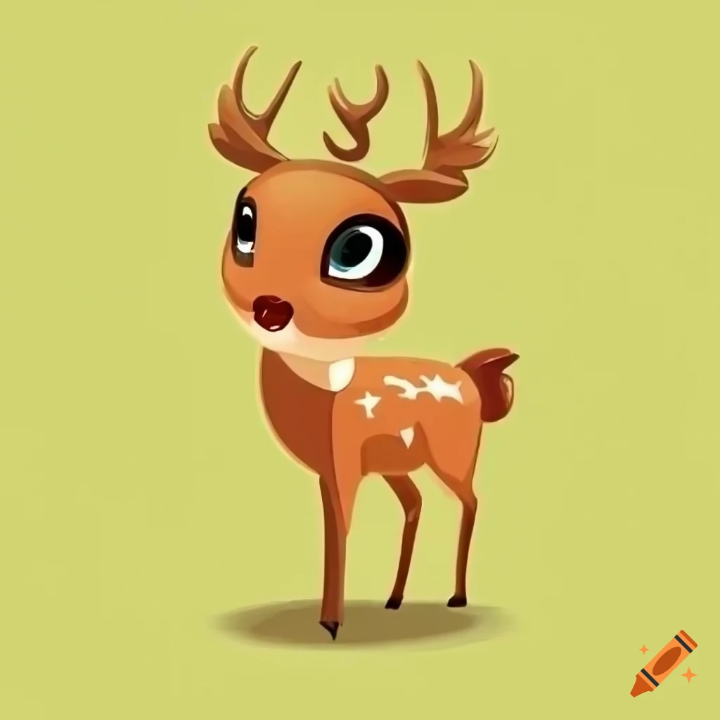 Happy cute deer in disney style with a calm background on Craiyon