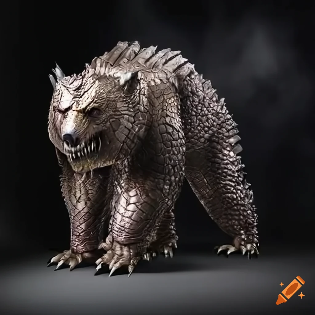 Metallic armor bear dragon fusion on Craiyon