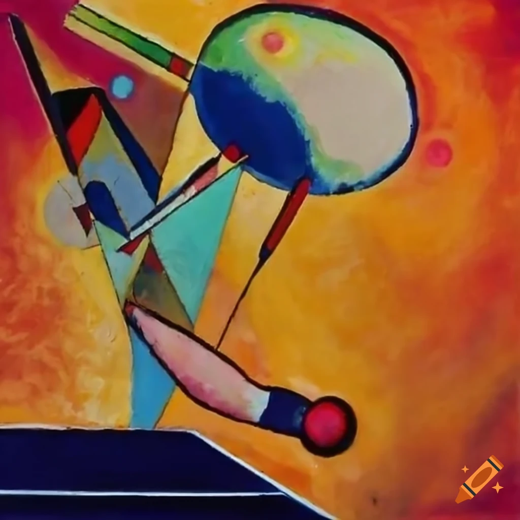 Abstract artist wassily kandinsky playing ping pong on Craiyon