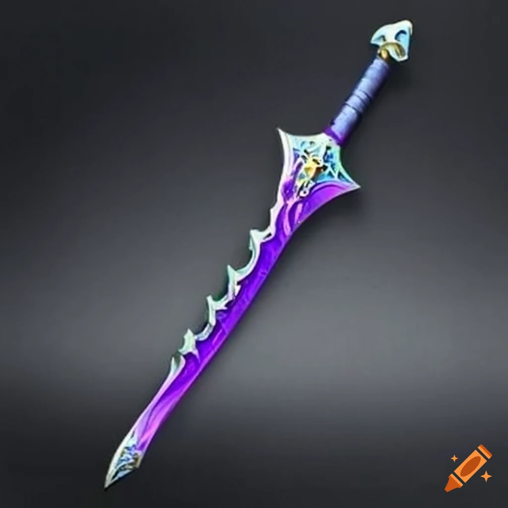 Magic intricate master sword with curved design on Craiyon