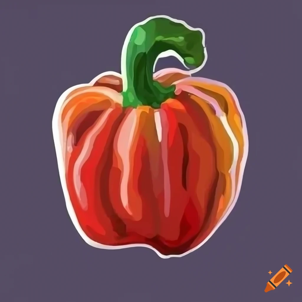 Cute happy bell pepper in a minimalist vector style on Craiyon