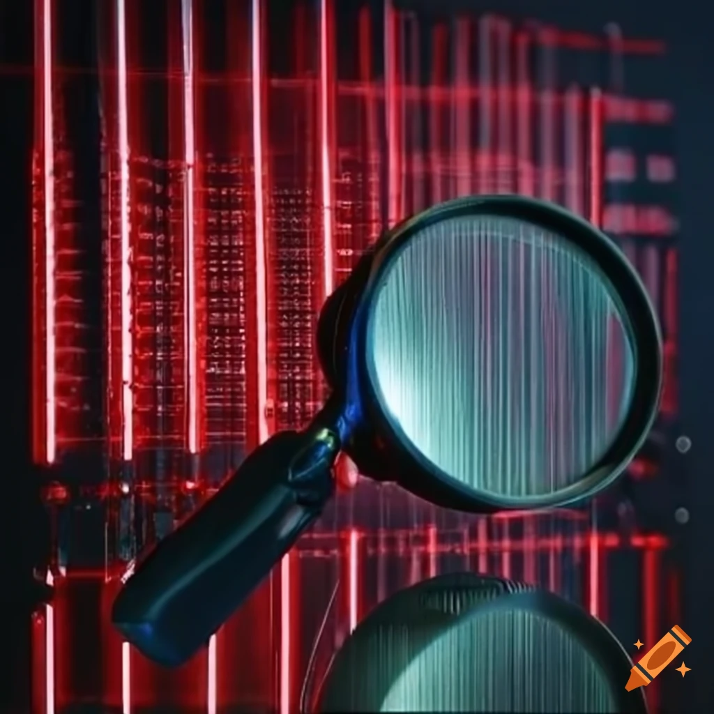 3D circuit board under a magnifying glass on Craiyon