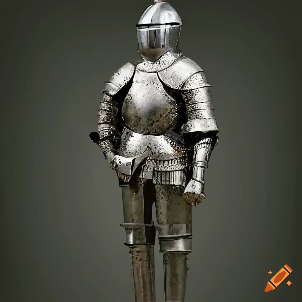 Medieval european knight in full plate armor with a two-handed sword on Craiyon