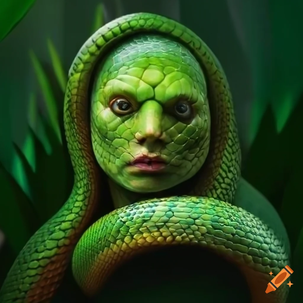 Portrait of a green snake person on Craiyon