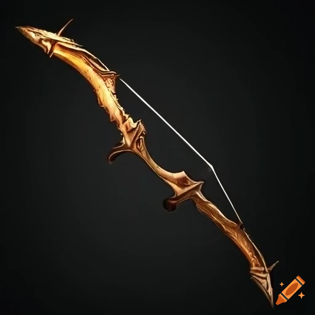 Intricately detailed fantasy bow weapon with shadow flame on Craiyon