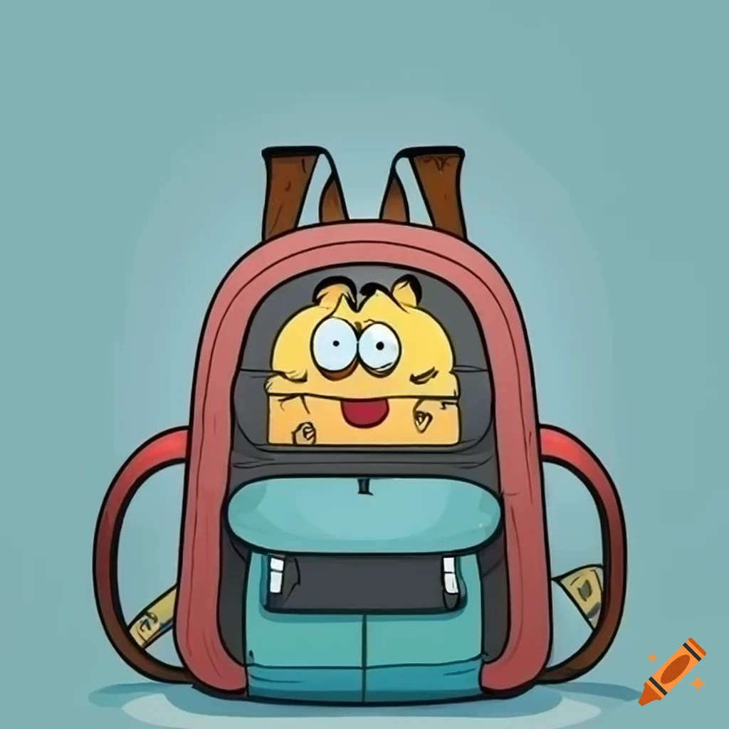 Colorful cartoon illustration of two backpacks on Craiyon