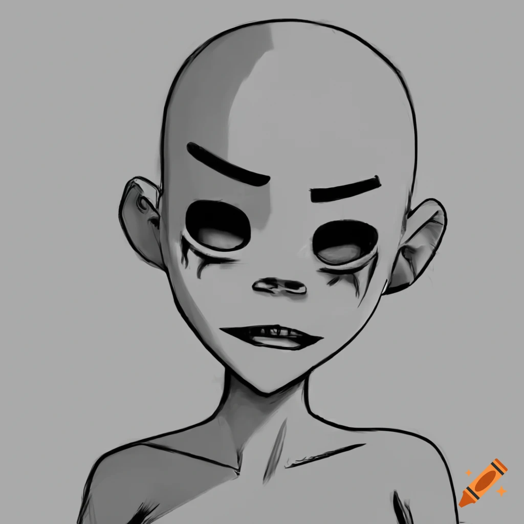 Black and white full body gorillaz style art pose on Craiyon