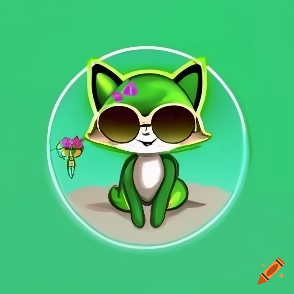 Cute chibi neon green fox with shades on Craiyon