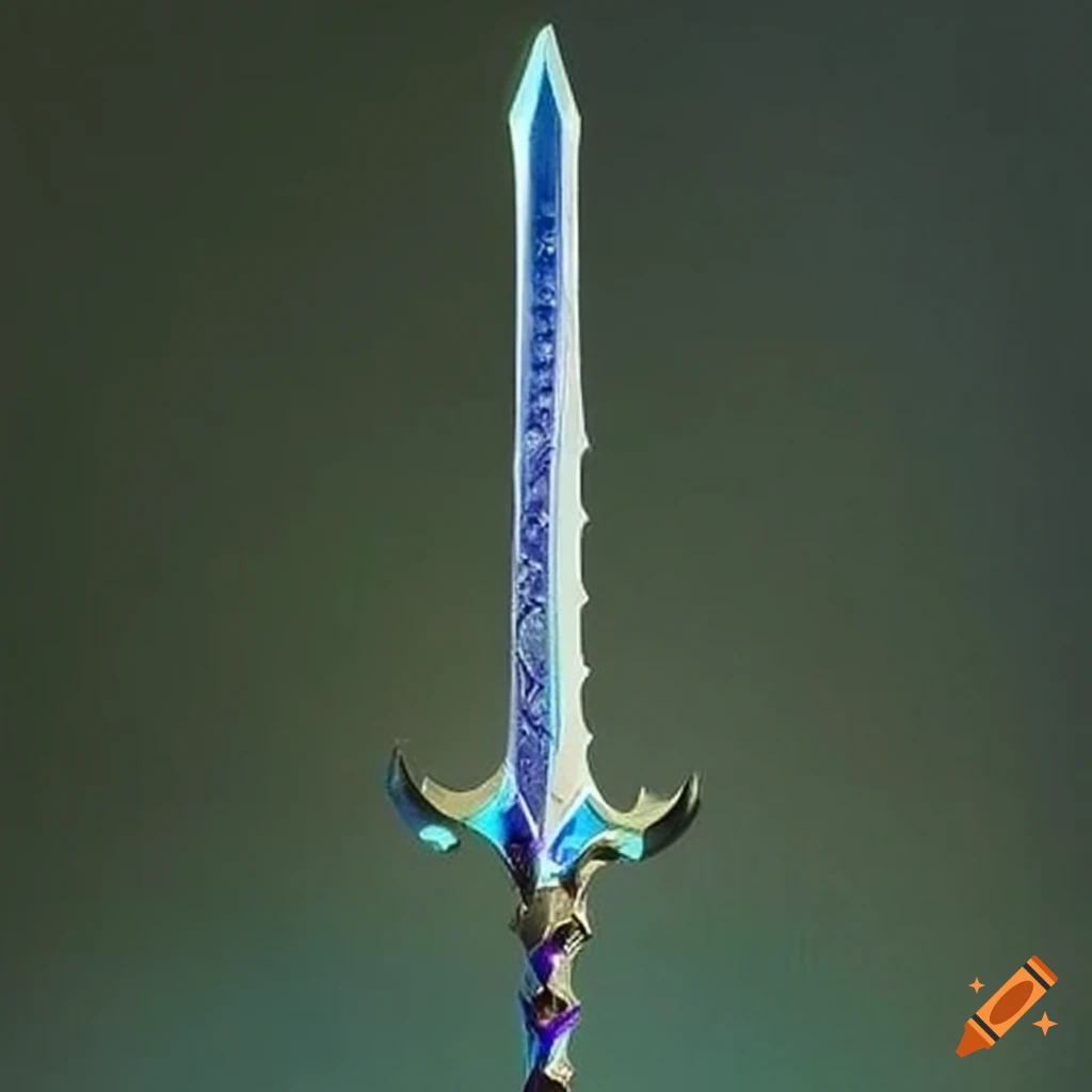 Magic intricate master sword with curved design on Craiyon
