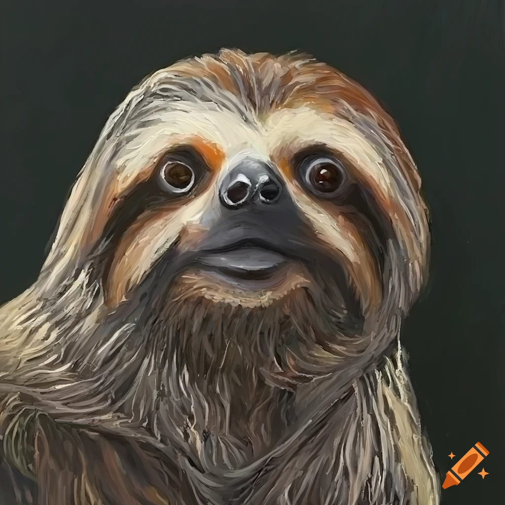 Oil painting of a sloth on Craiyon