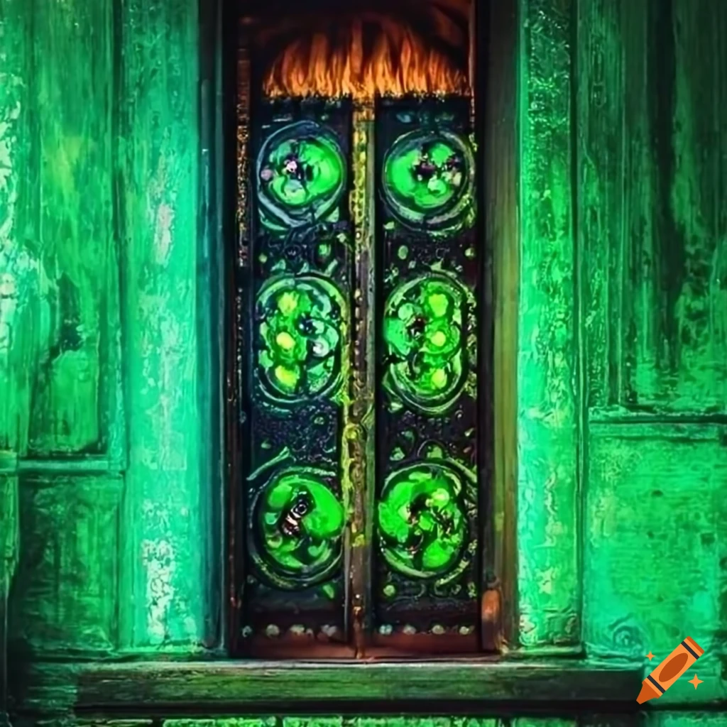 Candy door with green sparkles on Craiyon