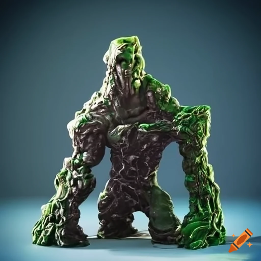 Earth elemental humanoid made of vivianite on Craiyon