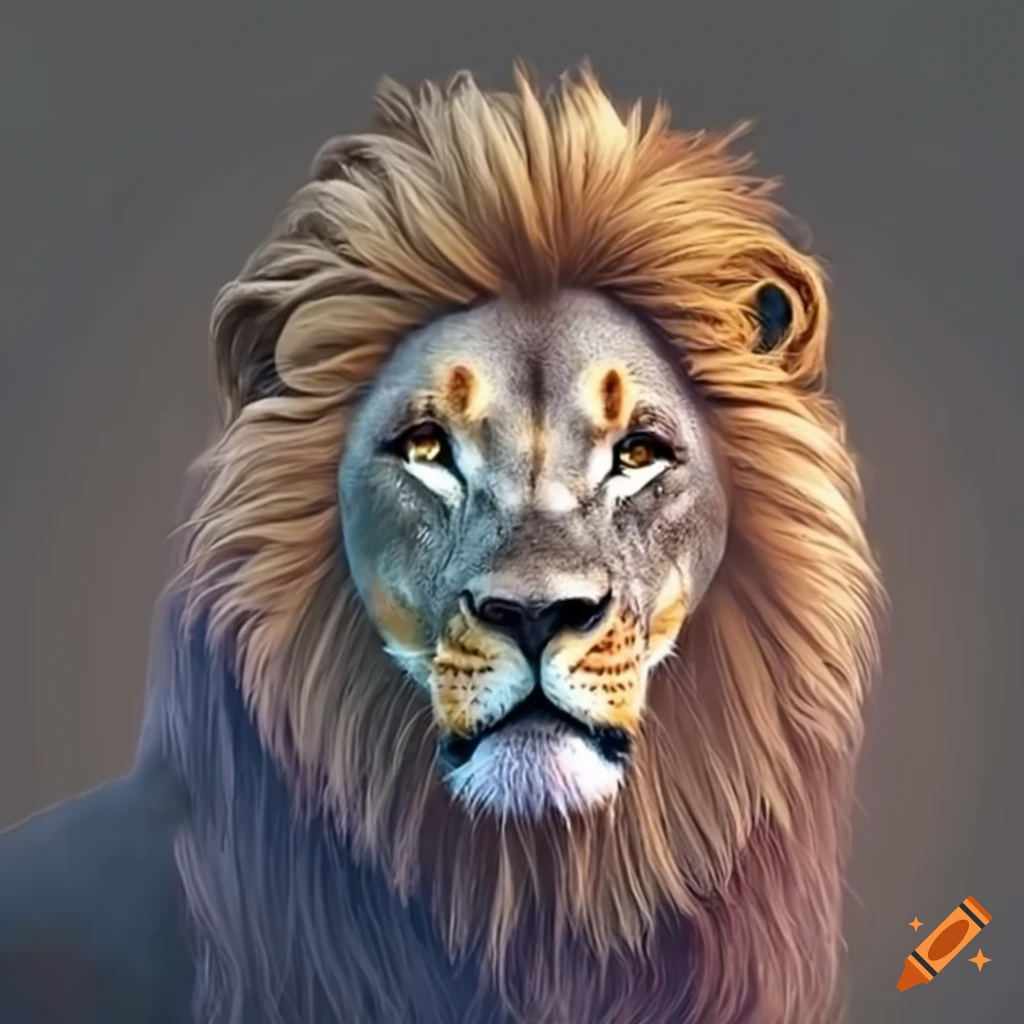 Regal lion with a christian cross casting a shadow on its mane on Craiyon