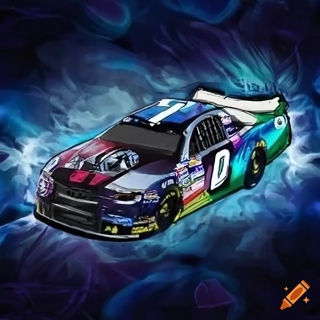 Yu gi oh card style nascar racecar artwork on Craiyon