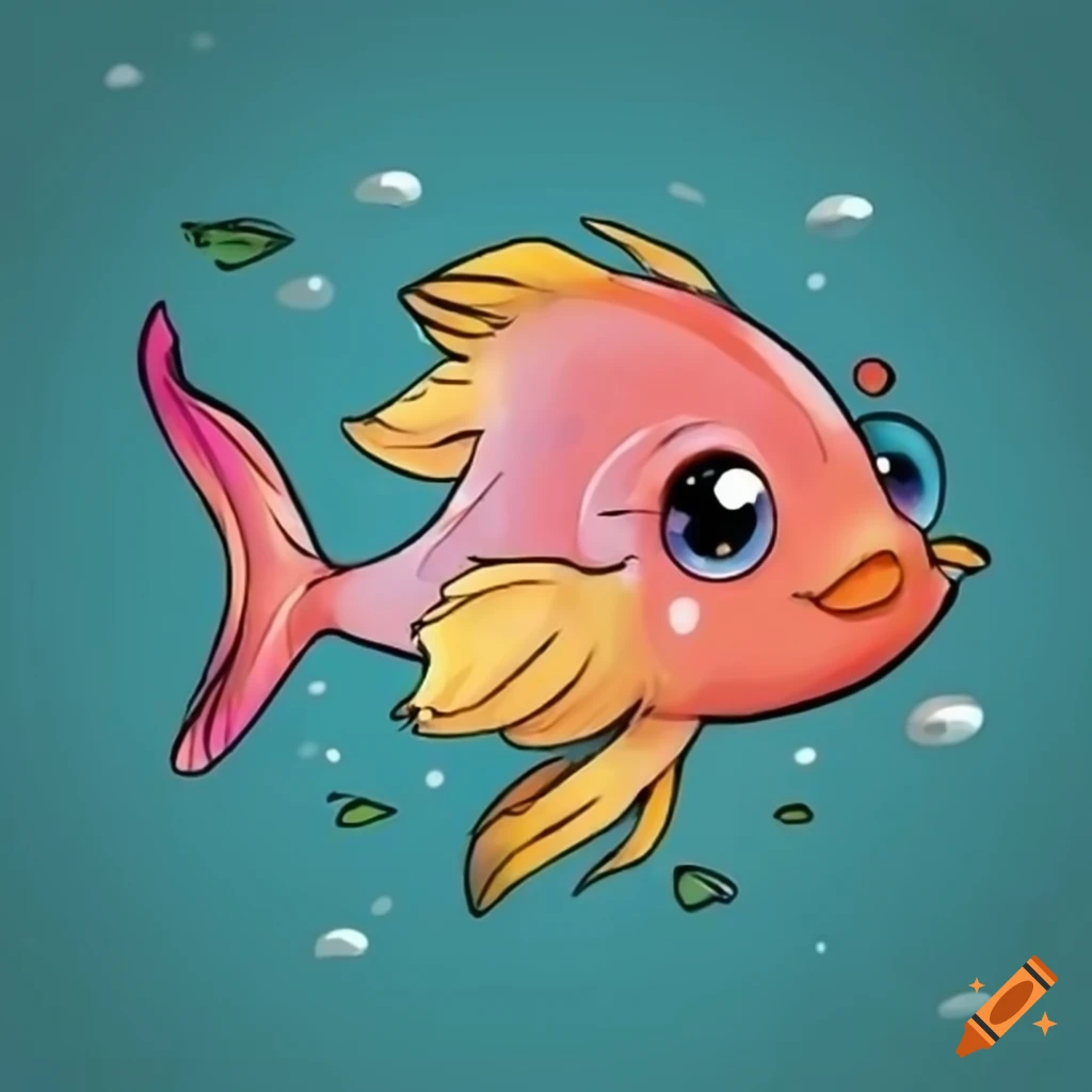 Colorful chibi illustrations of friendly fish on Craiyon