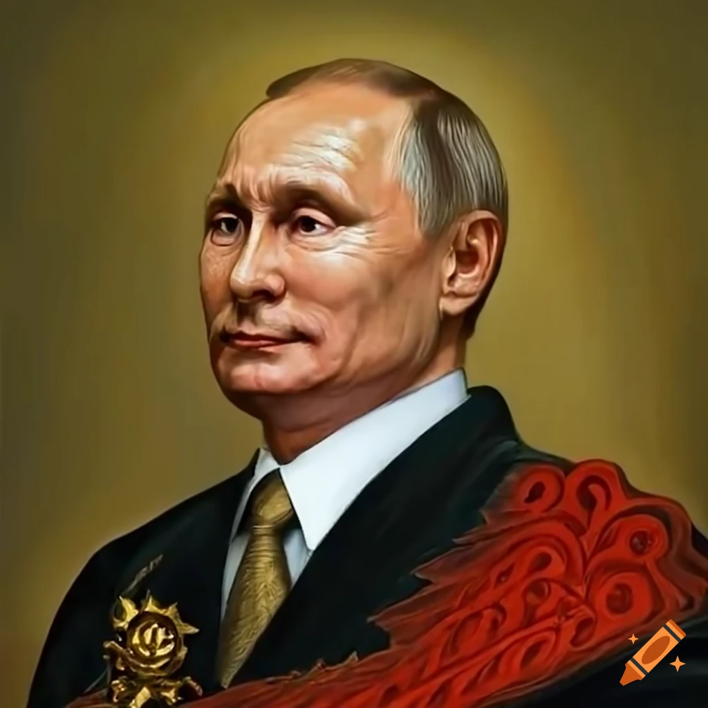 Enchanting portrait of president putin with traditional soviet decor on ...