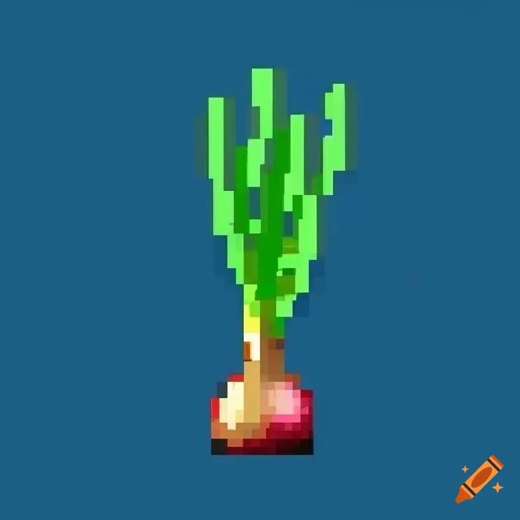 Pixel art of a spring onion sprout on Craiyon