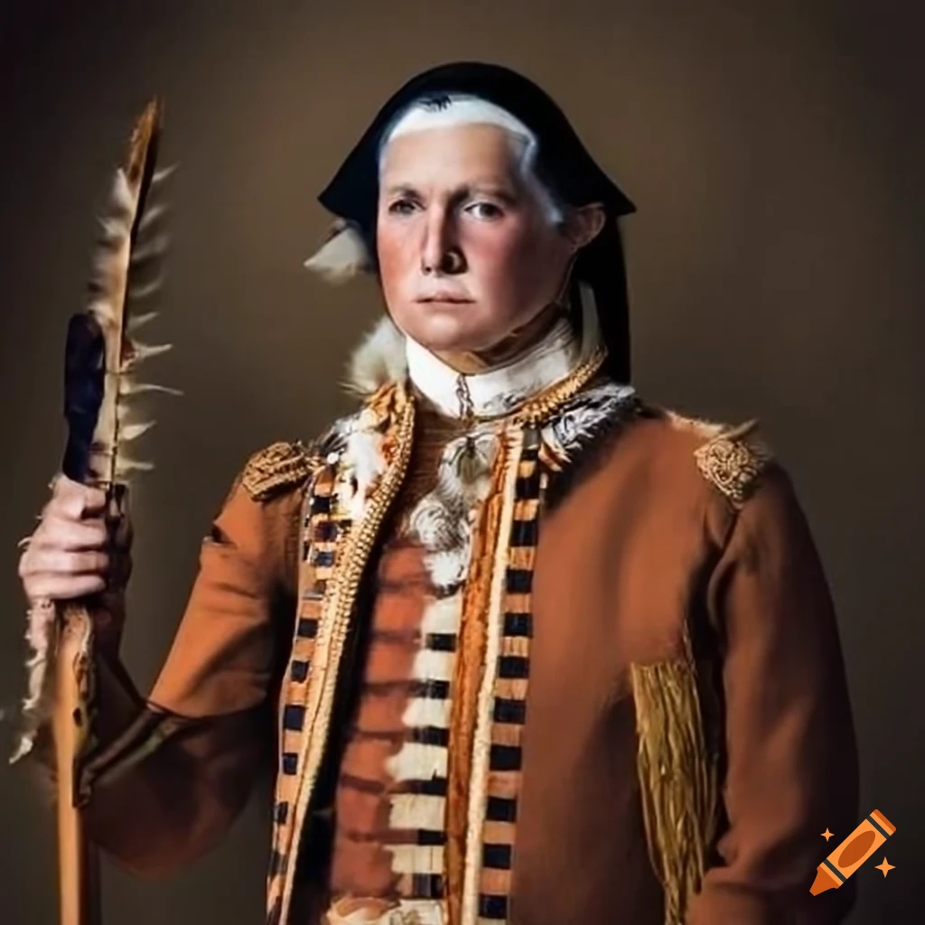 Portrait of george washington dressed as a native american on Craiyon