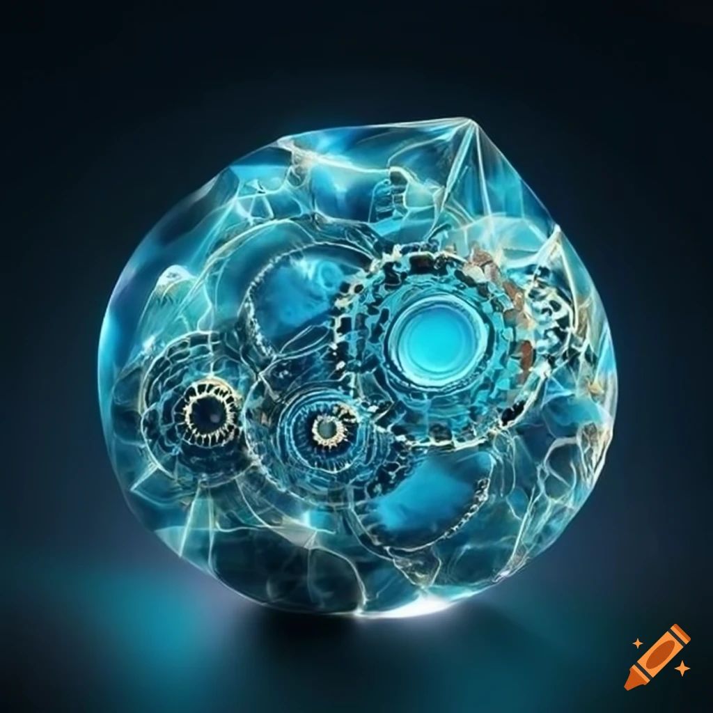 Intricately detailed crystal lifeform with mechanical elements on Craiyon