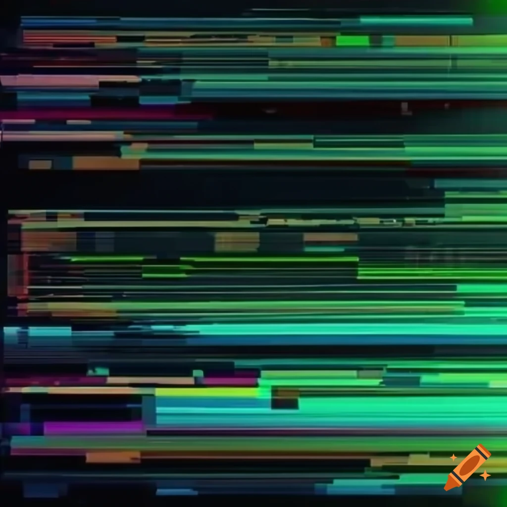 Glitch computer screen code with Jackson Pollock art and VHS glitch on ...