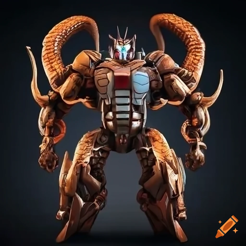 Snake transformer robot illustration on Craiyon